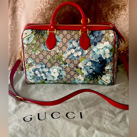 Bags | Gucci Blue Blossom Boston Bag Special Edition | Poshmark